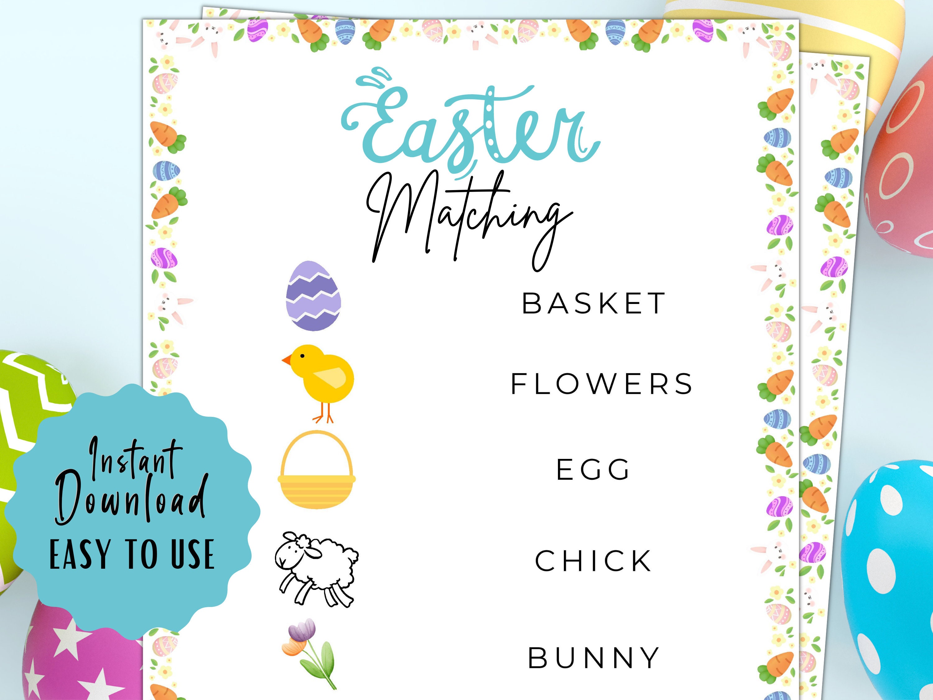Easter Matching Game, Printable Easter Game, Easter Party Game, Family ...