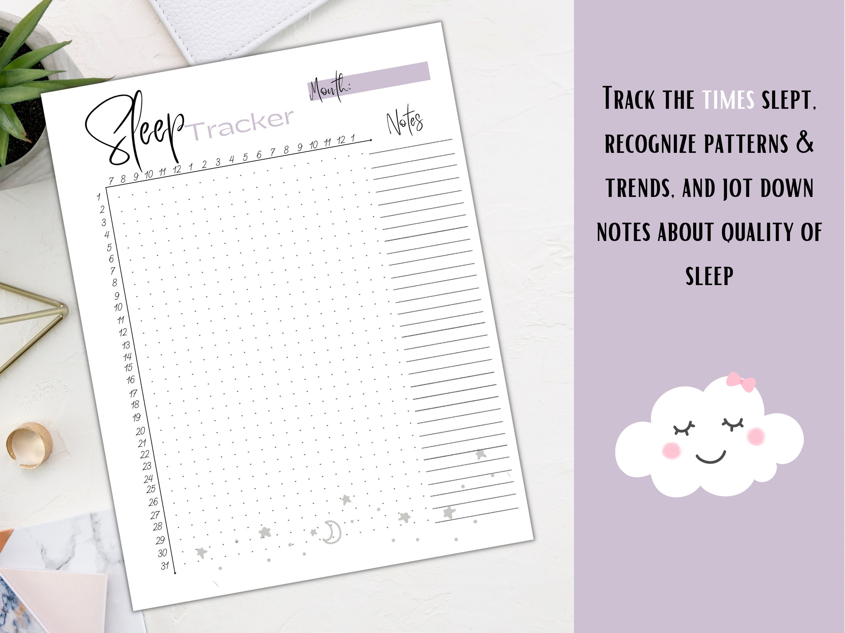 Sleep Tracker Printable Bundle Monthly Sleep Journal, Sleep Log, Sleep ...