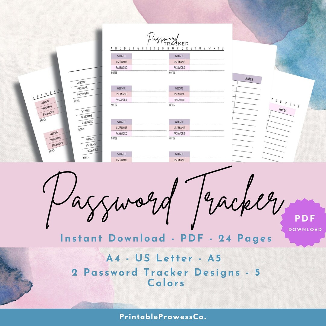 Printable Password Tracker Log Password Organizer Password List ...