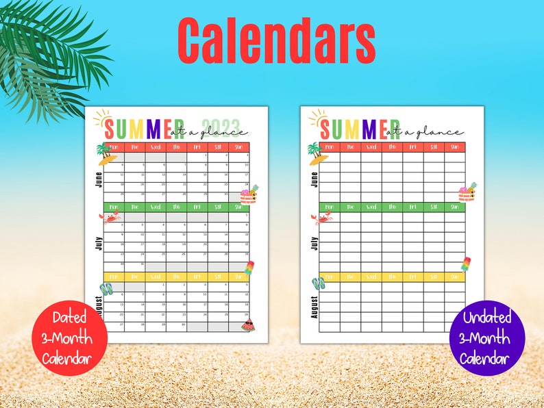 Printable Mini SUMMER 2023 Planner Bundle | Summer Calendar | Summer ...