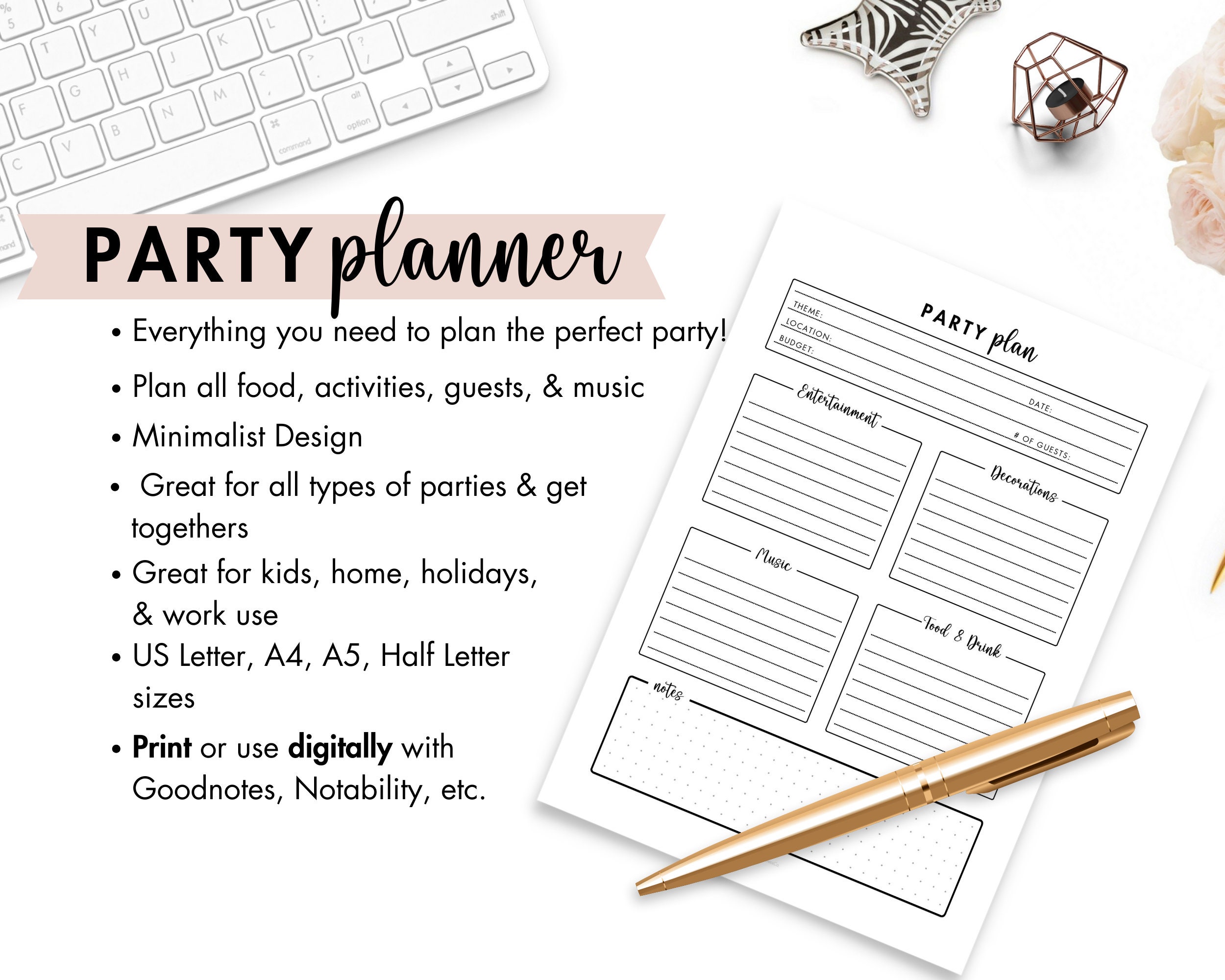 Party Planner Printable Template Birthday Party Event Planner Budget ...