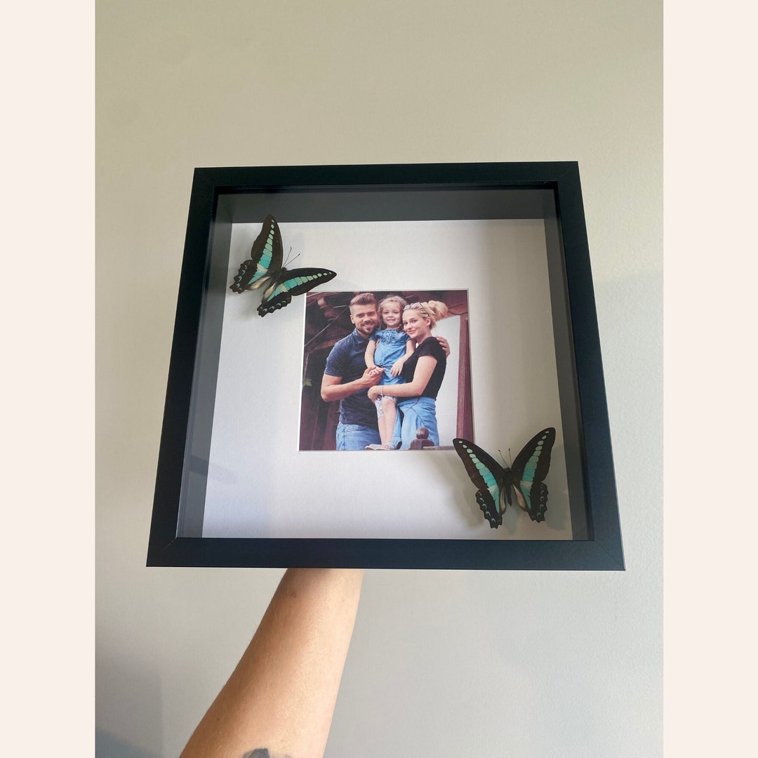 Blue Bottle Butterfly Photo Frame, Personalized Picture Frame, Blue ...