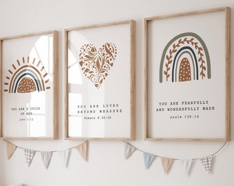 Set of 3 Christian Nursery Wall Art,bible Verse Wall Art,scripture Wall ...