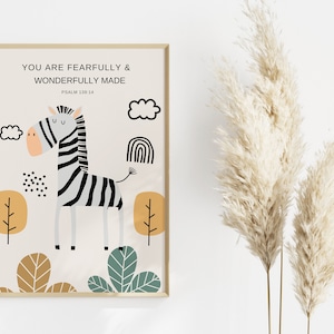 Set of 3 Christian Nursery Decor,bible Verse Wall Art,safari Animal ...