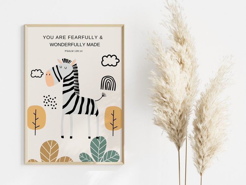 Set of 3 Christian Nursery Decor,bible Verse Wall Art,safari Animal ...