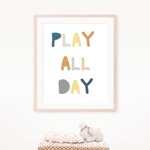 Play All Day Printable Set of 2, Playroom Wall Decor, Kids Room Wall ...