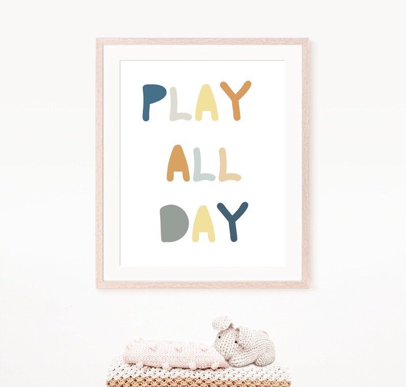 Play All Day Printable Set of 2, Playroom Wall Decor, Kids Room Wall ...