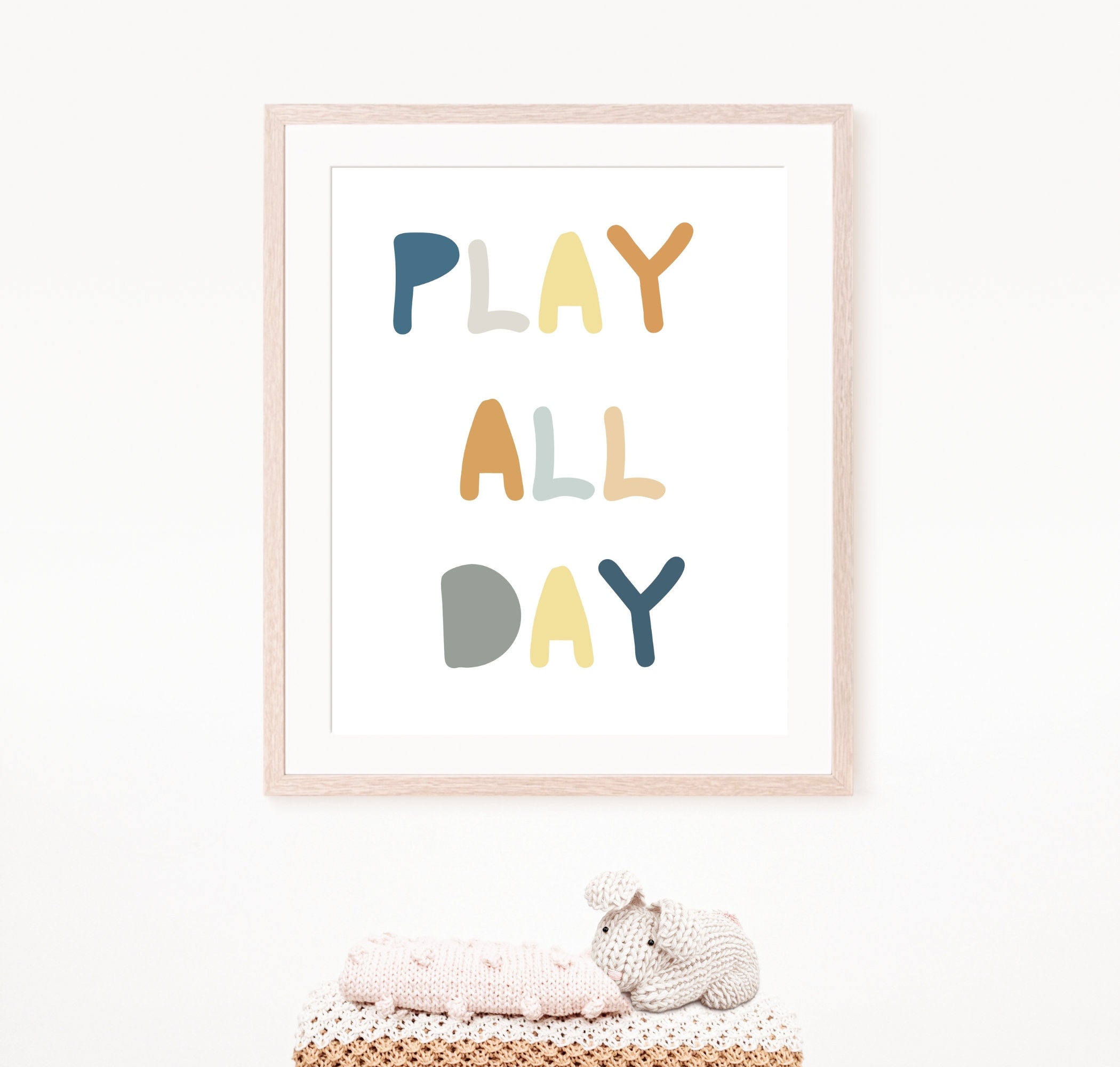 Play All Day Printable Set of 2, Playroom Wall Decor, Kids Room Wall ...