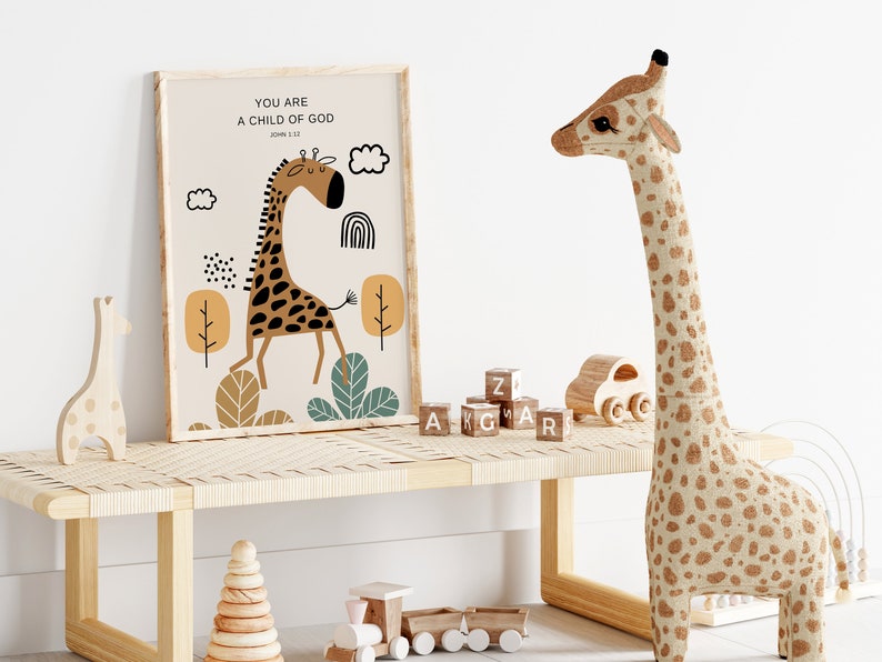 Set of 3 Christian Nursery Decor,bible Verse Wall Art,safari Animal ...