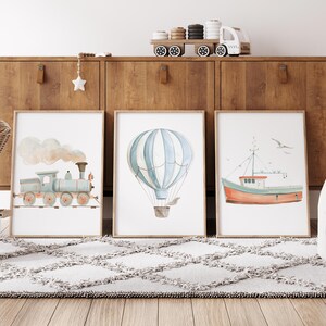 Set of 8 Transport Vehicles Print,vehicles Print for Boys Room,travel ...