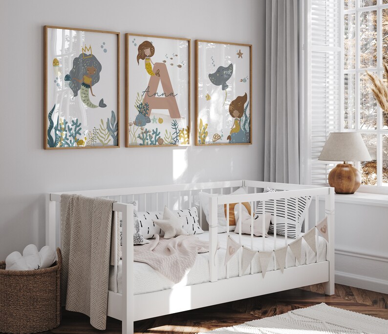 Set of 3 Mermaid Nursery Decor,mermaid Print,mermaid Nursery,under the ...