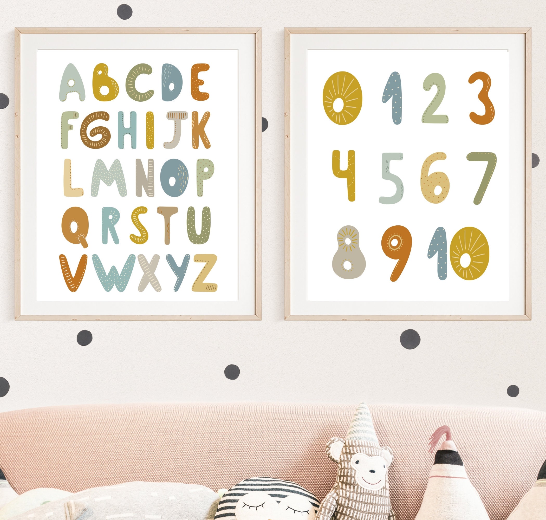 Rainbow Alphabet and Numbers Poster,abc Poster,educational Wall Art ...