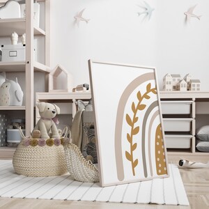 Boho Nursery Print Set of 3,nursery Decor Neutral,rainbow Sun Mountain ...