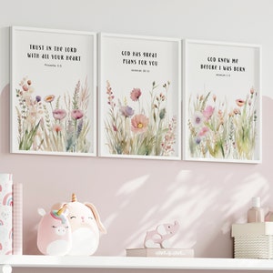 Set of 3 Christian Nursery Wall Art,bible Verse Wall Art,scripture Wall ...