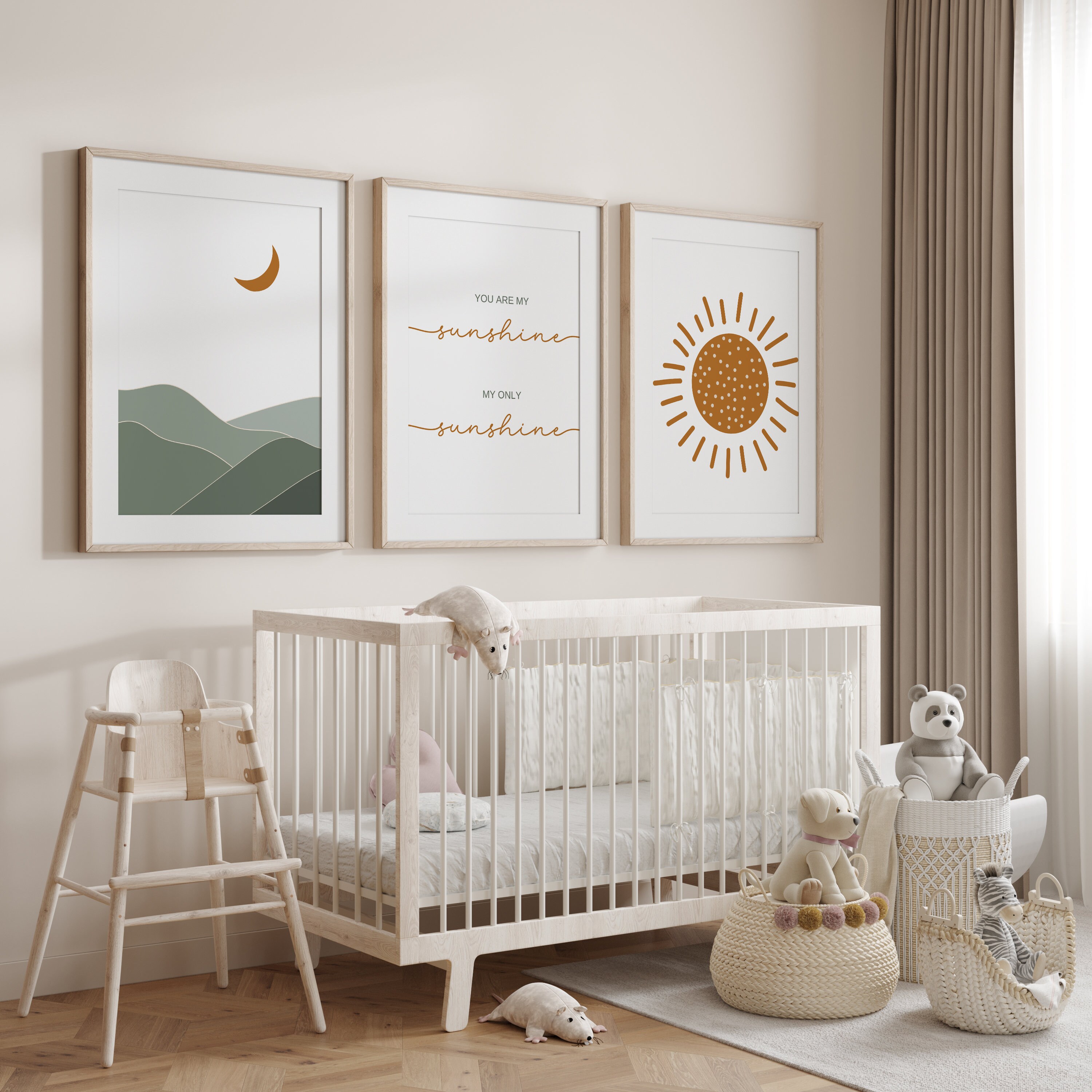 Boho Nursery Print Set of 3,you Are My Sunshine,gender Neutral Print ...