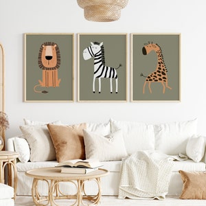 Set of 3 Safari Animal Prints,safari Animals,jungle Animals,african ...