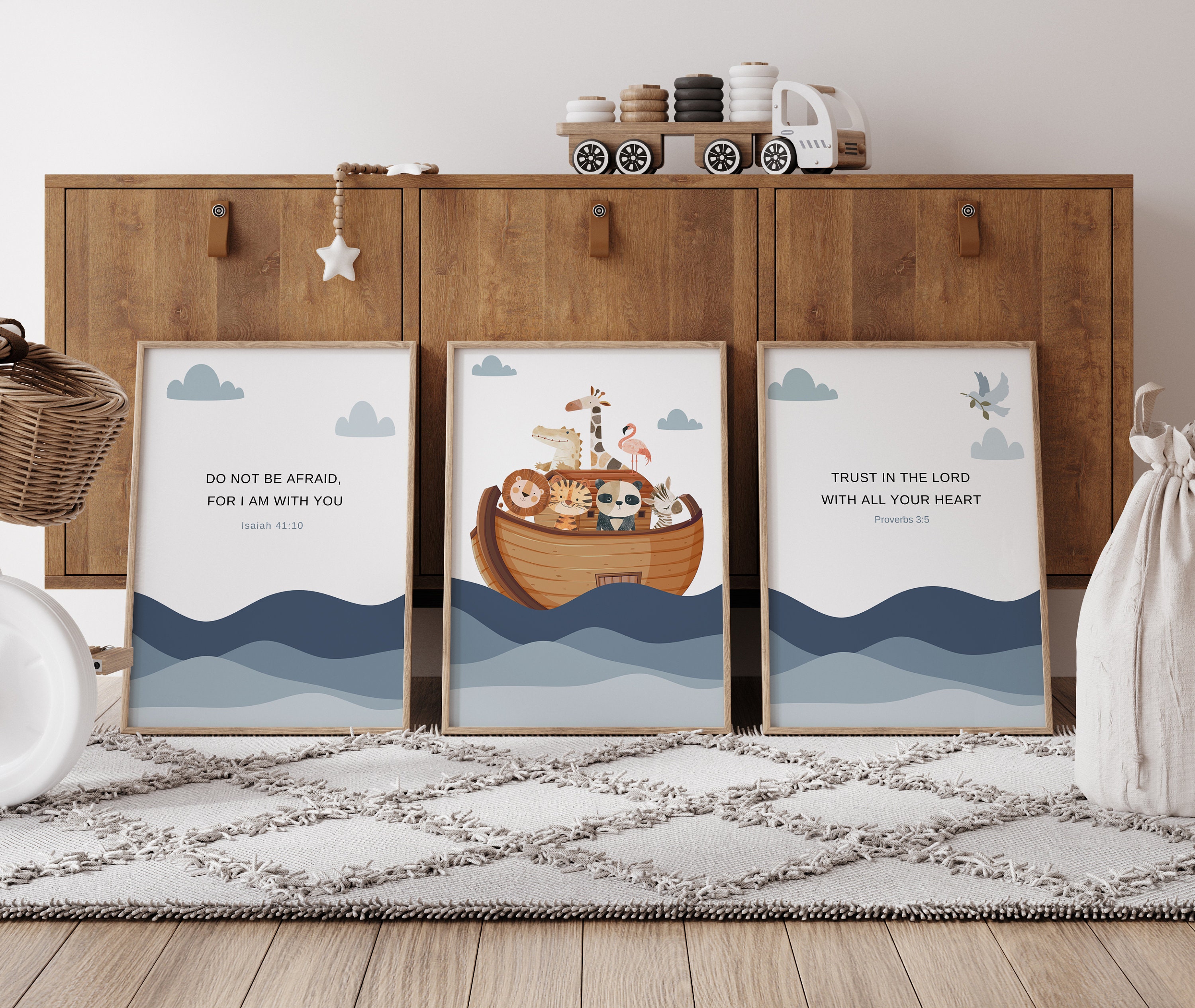 Set of 3 Christian Nursery Wall Art,noahs Ark,noahs Ark Nursery,noah ...