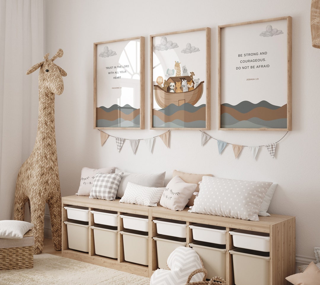 Set of 3 Christian Nursery Wall Art,noahs Ark,noahs Ark Nursery,noah ...