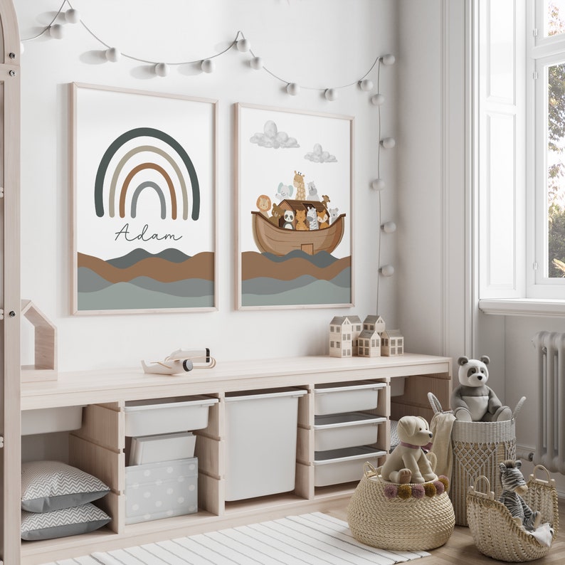 Set of 3 Christian Nursery Wall Art,noahs Ark,noahs Ark Nursery,bible ...