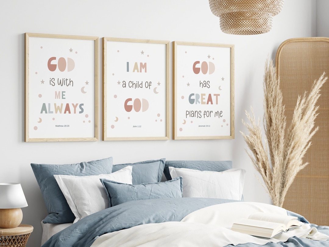 Set of 3 Christian Nursery Wall Art,bible Verse Wall Art,scripture Wall ...
