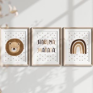 Set of 3 Boho Nursery Prints,hakuna Matata,lion,nursery,boho,nursery ...