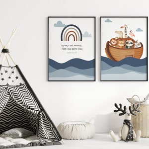 Set of 3 Christian Nursery Wall Art,noahs Ark,noahs Ark Nursery,noah ...