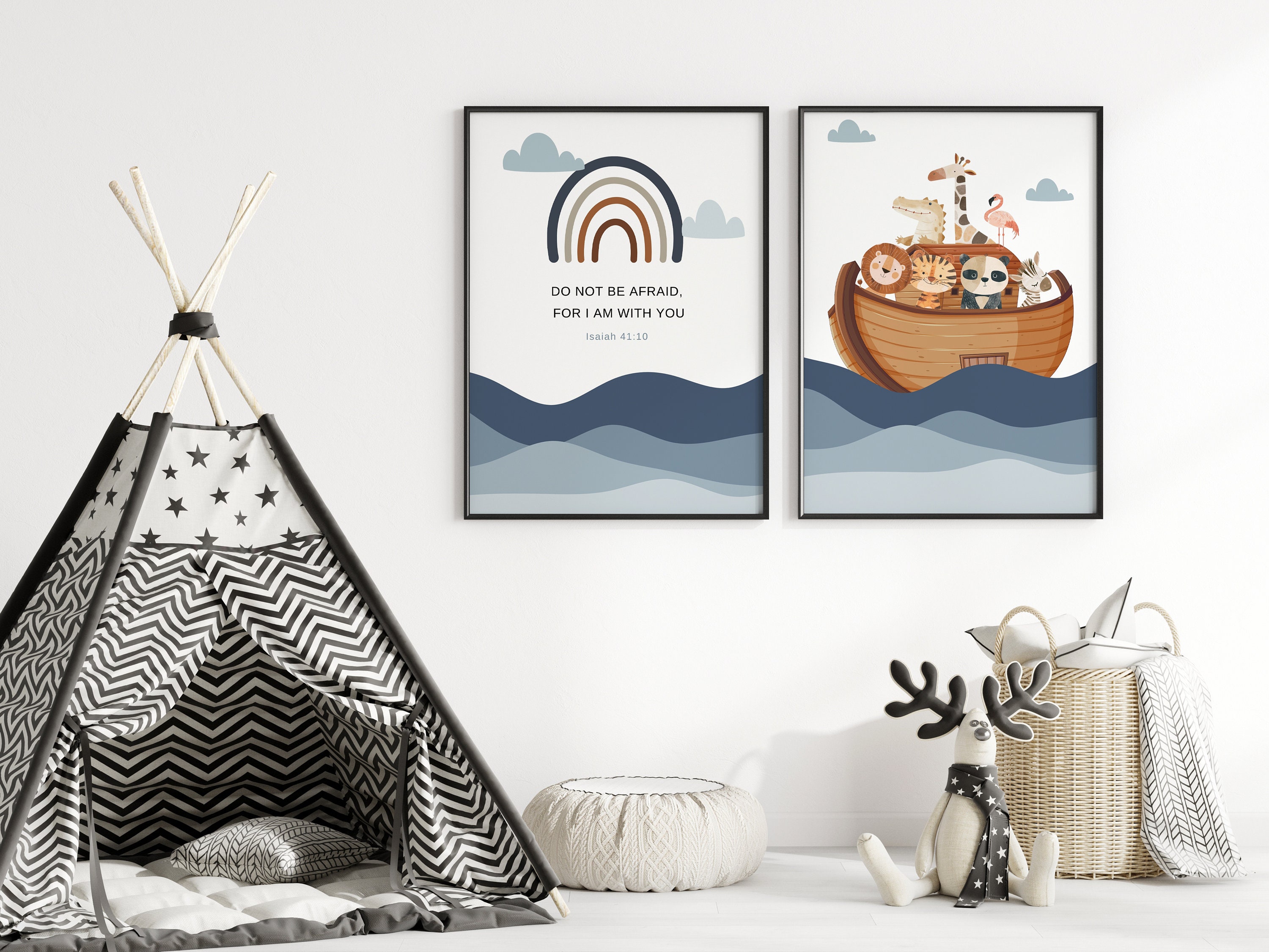 Set of 3 Christian Nursery Wall Art,noahs Ark,noahs Ark Nursery,noah ...
