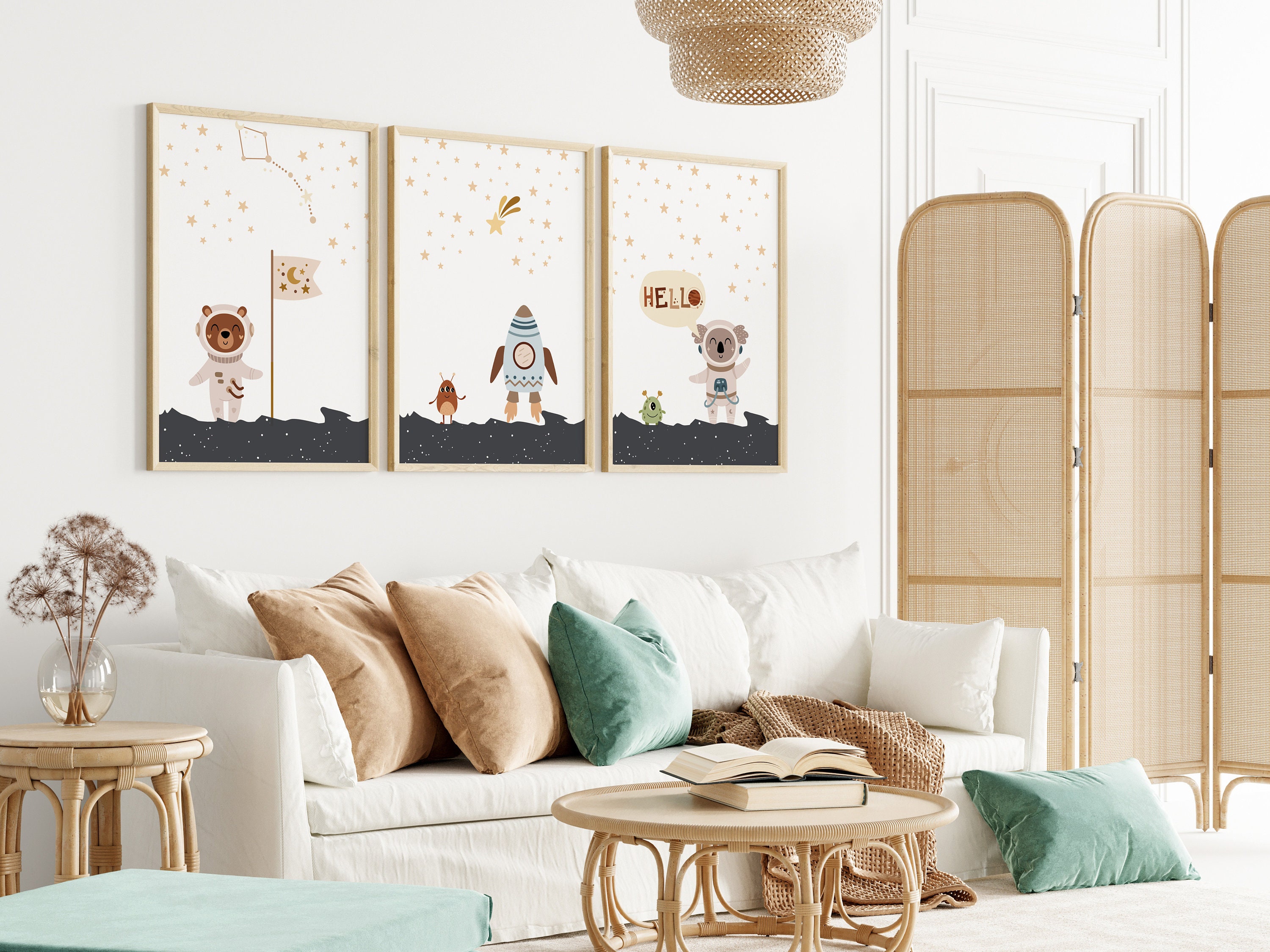 Set of 3 Space Decor Prints,boy Nursery Wall Art,moon Nursery,moon ...