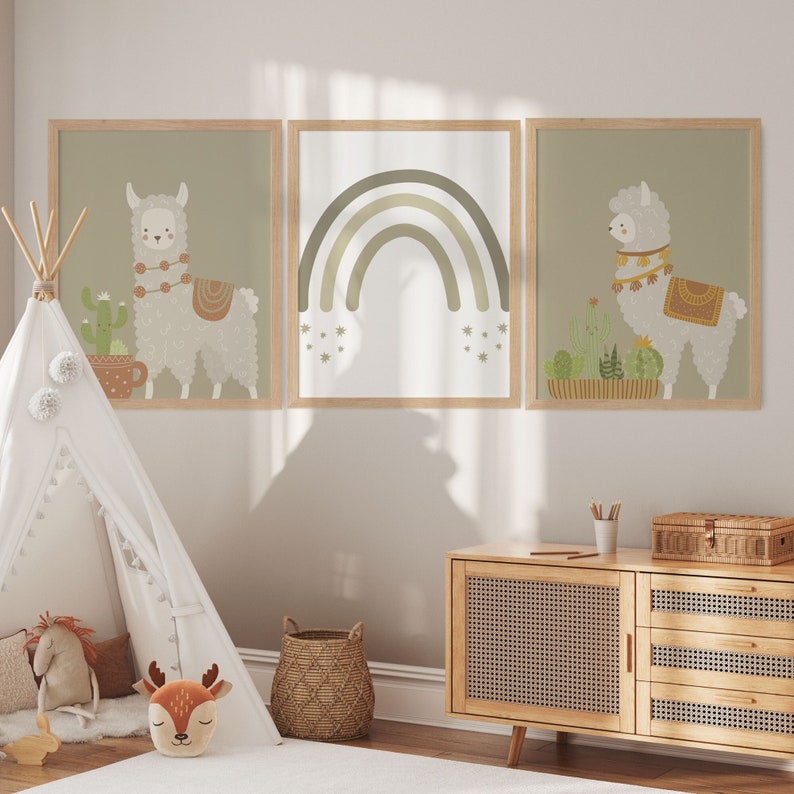 Llama and Cactus Nursery Decor Set of 3 Prints,llama,llama Baby Shower ...