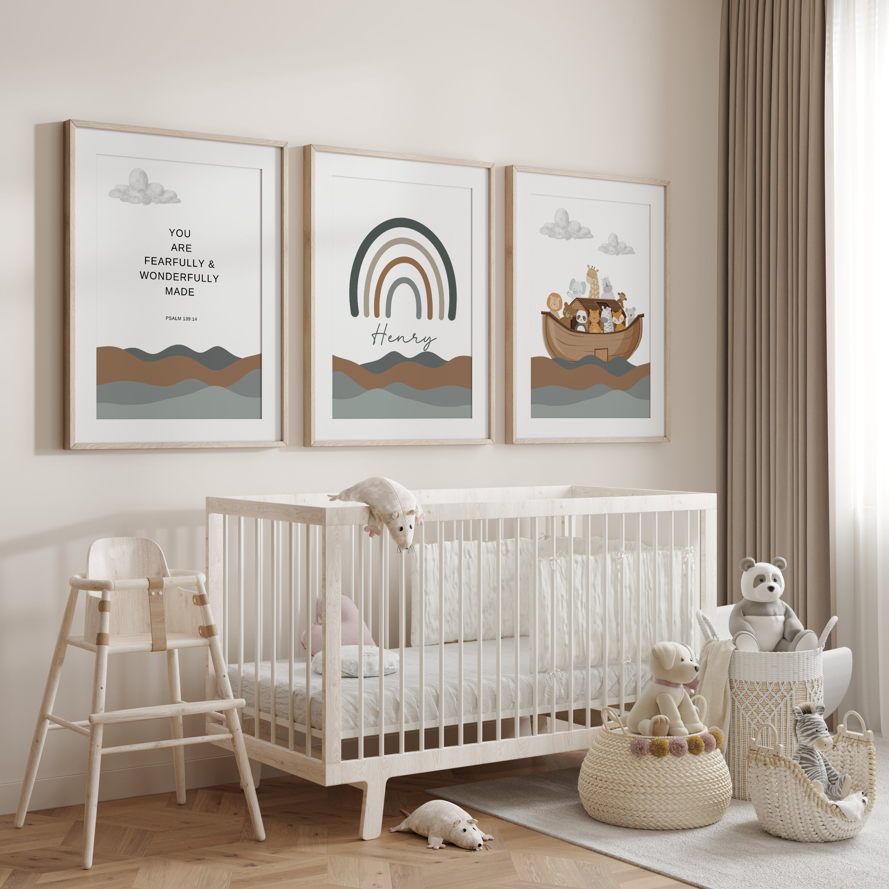 Set of 3 Christian Nursery Wall Art,noahs Ark,noahs Ark Nursery,bible ...