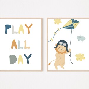 Play All Day Printable Set of 2, Playroom Wall Decor, Kids Room Wall ...