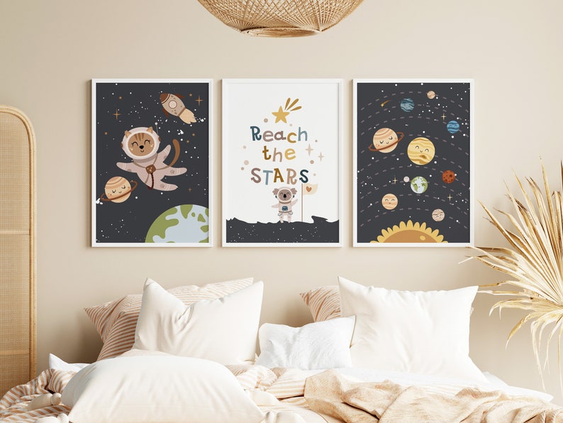 Space Print Set of 3boy Nursery Printspace Nursery - Etsy