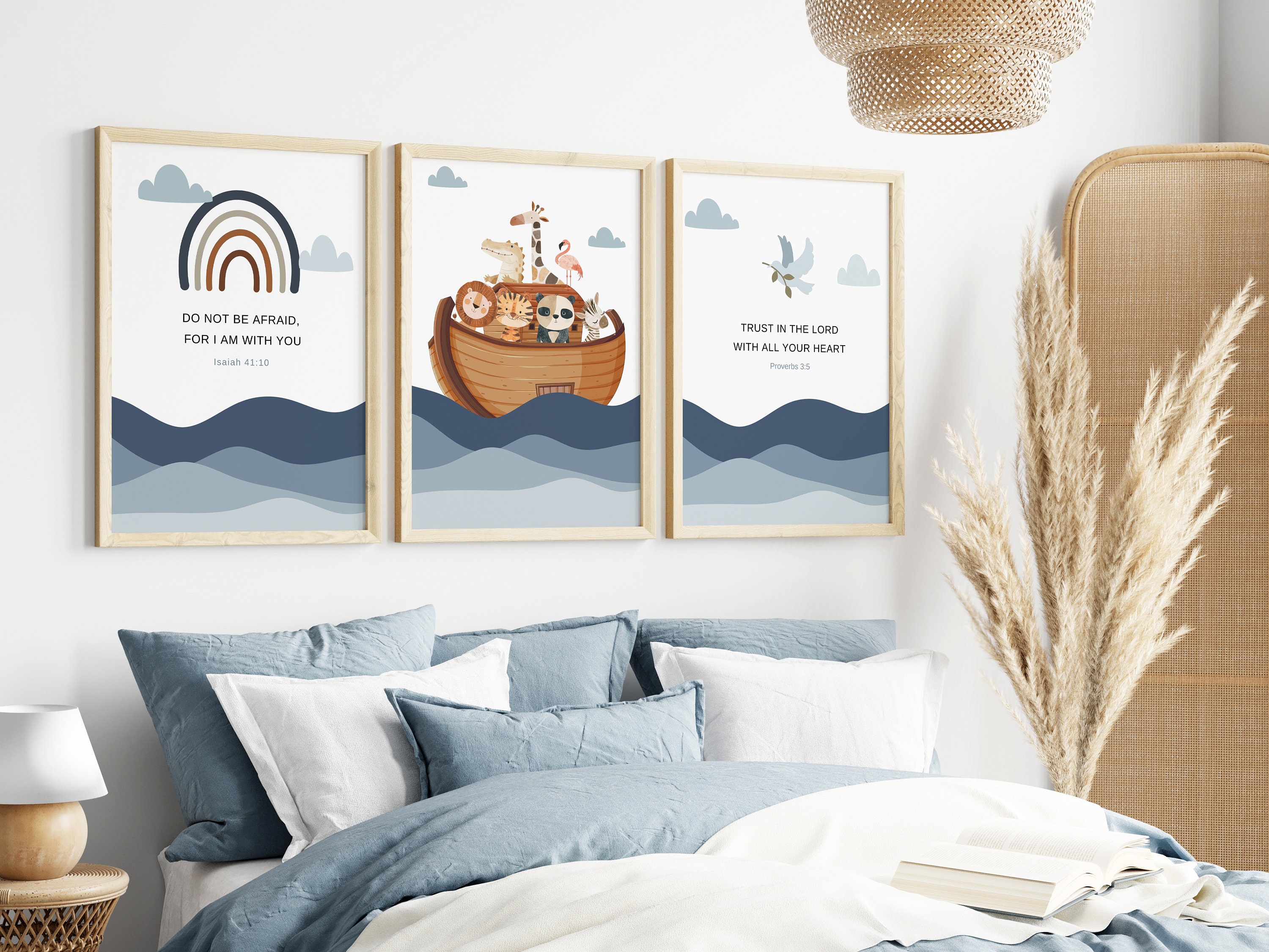 Set of 3 Christian Nursery Wall Art,noahs Ark,noahs Ark Nursery,noah ...