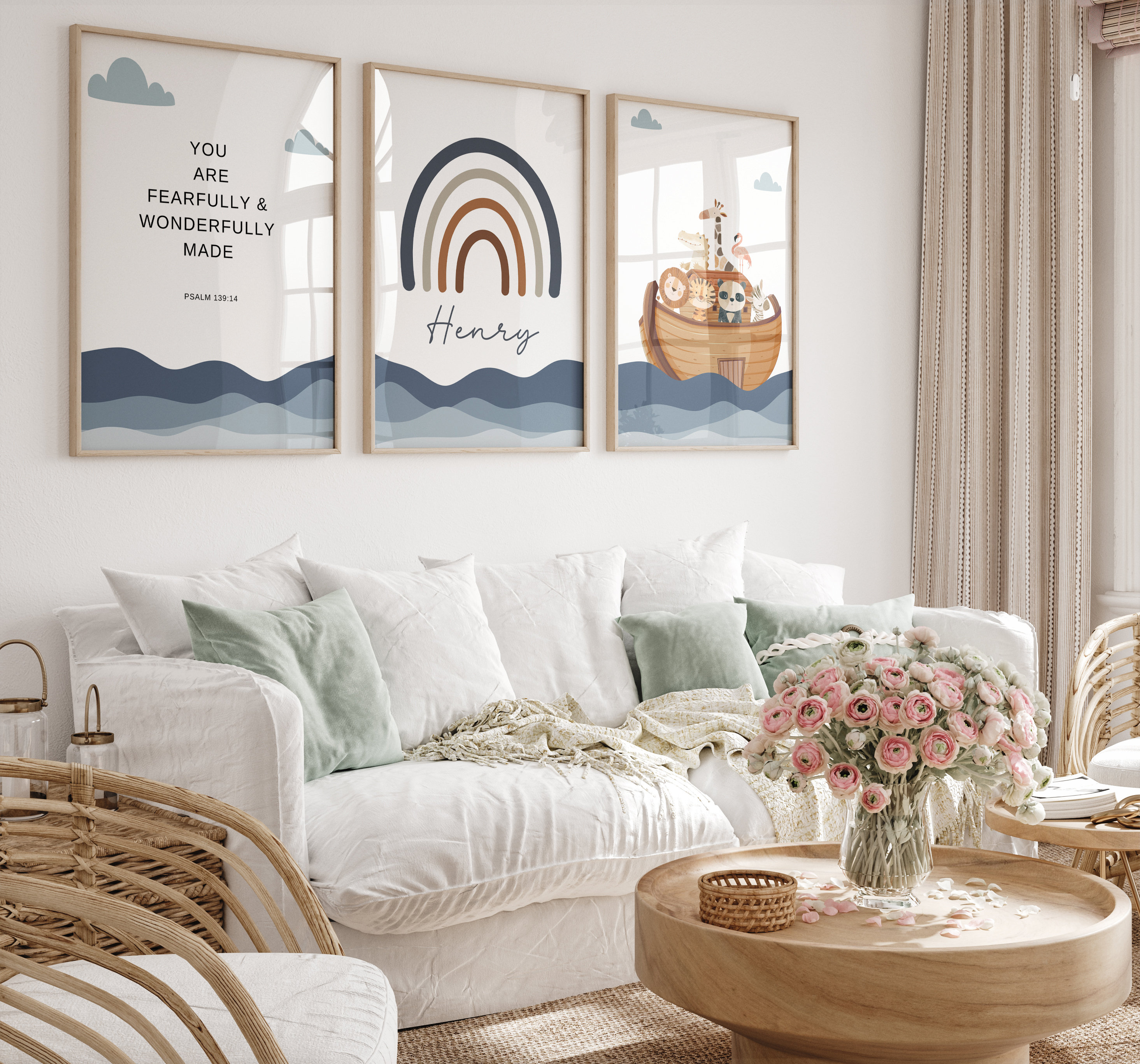 Set of 3 Christian Nursery Wall Art,noahs Ark,noahs Ark Nursery,bible ...