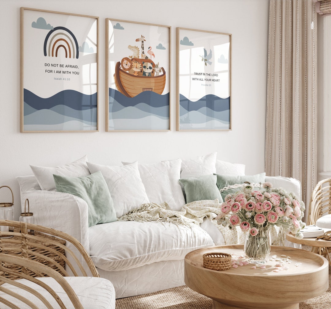 Set of 3 Christian Nursery Wall Art,noahs Ark,noahs Ark Nursery,noah ...