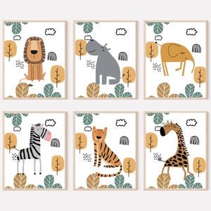 Set of 6 Safari Animal Prints,safari Animals,jungle Animals,african ...