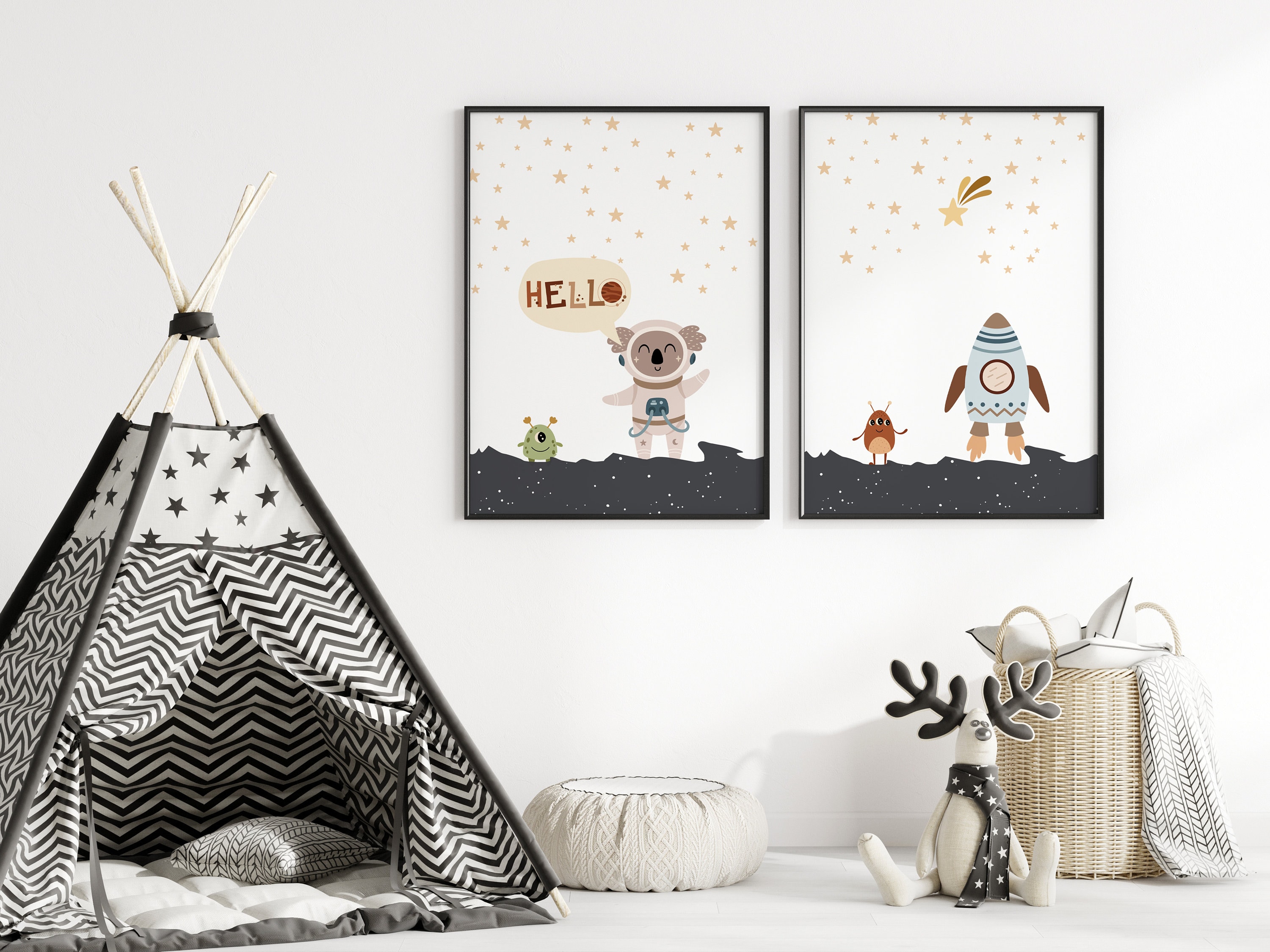 Set of 3 Space Decor Prints,boy Nursery Wall Art,moon Nursery,moon ...