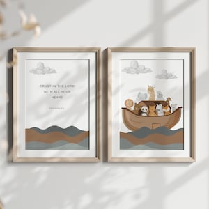Set of 3 Christian Nursery Wall Art,noahs Ark,noahs Ark Nursery,noah ...