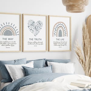 Christian Wall Art Set of 3, the Way, the Truth, the Life, Bible Verse ...