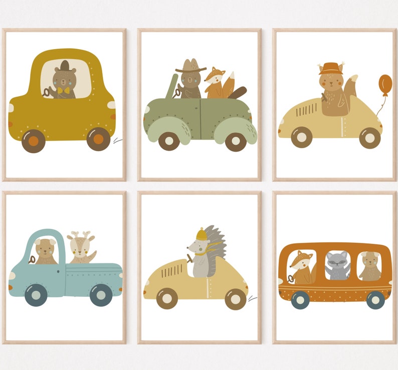 Set of 6 Car Prints,car Nursery Decor,playroom Wall Art,car Art Prints ...