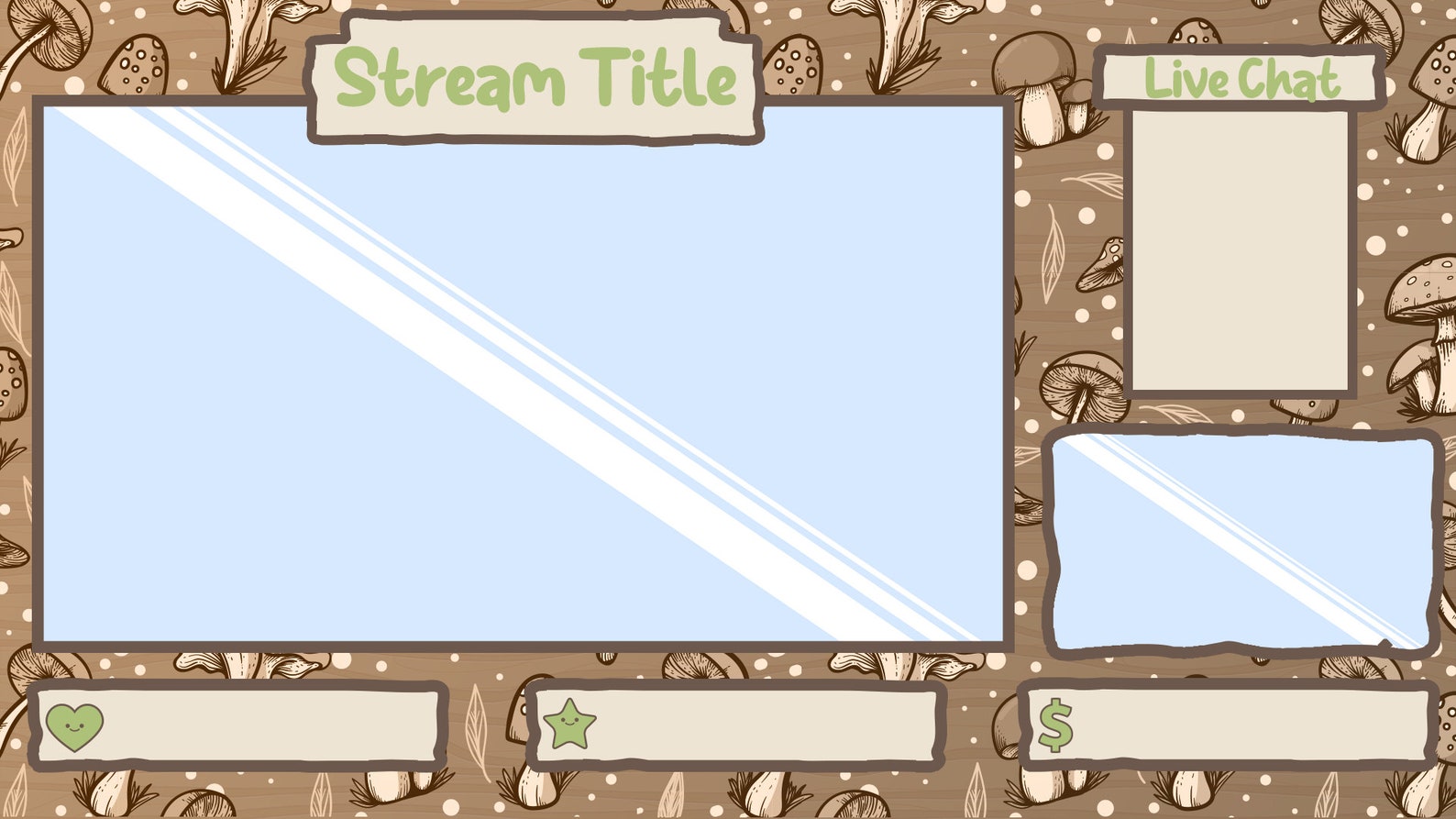 Mushroom Forest Twitch Stream Overlay Package | Customizable | Cozy ...