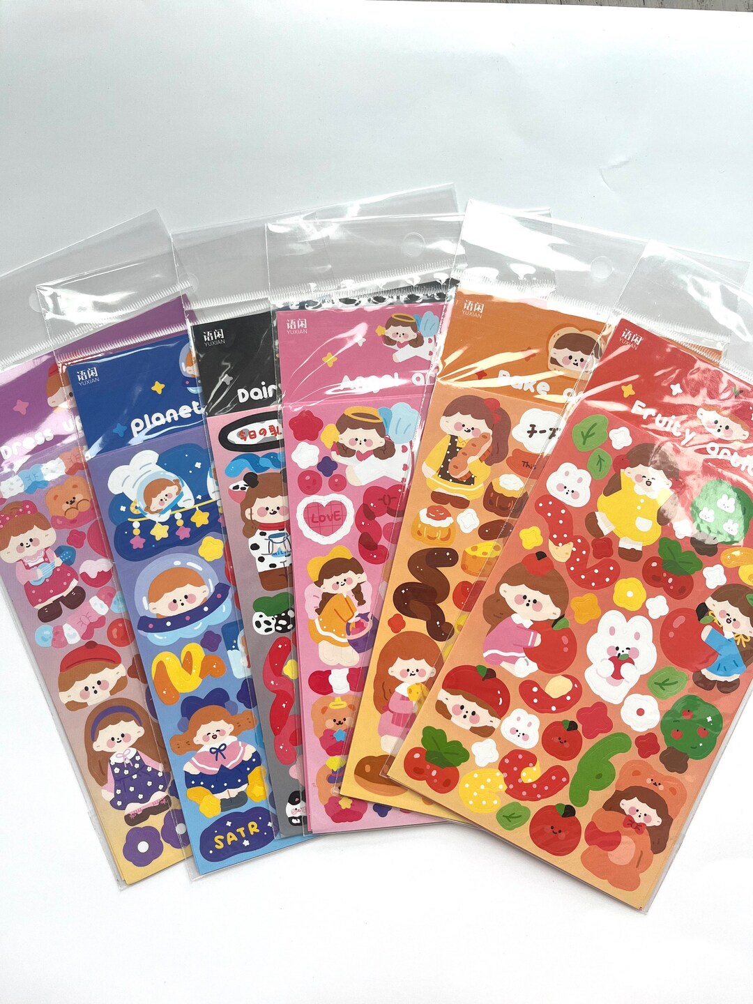 Cute Asian Stickers | Daily Activities | Fruit/bakery/angel/cow/planet ...