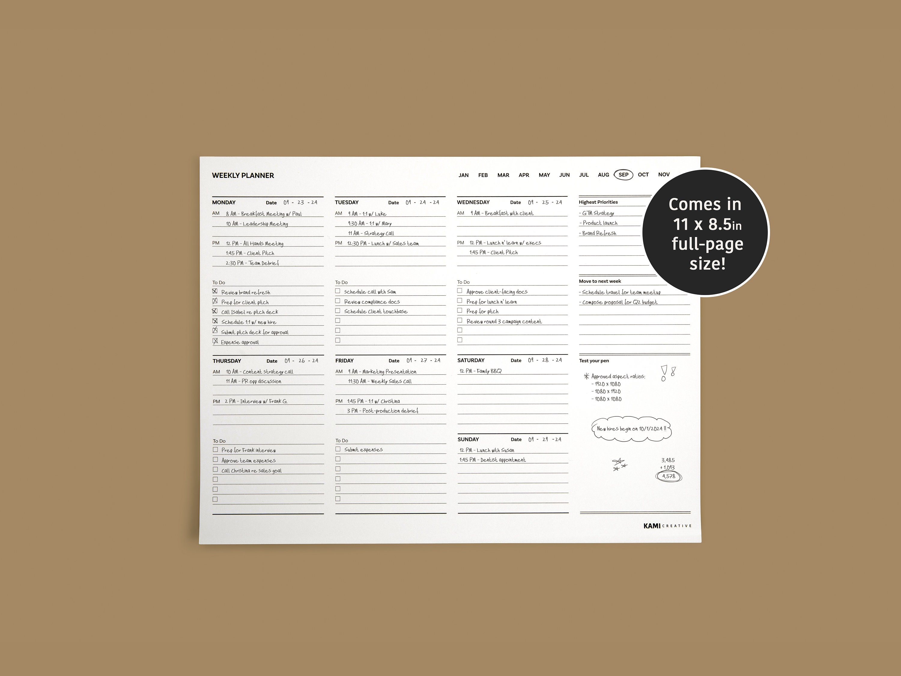 Weekly Planner, Tear off Notepad, Schedule, To-do List, 50 Sheet, 8 ...