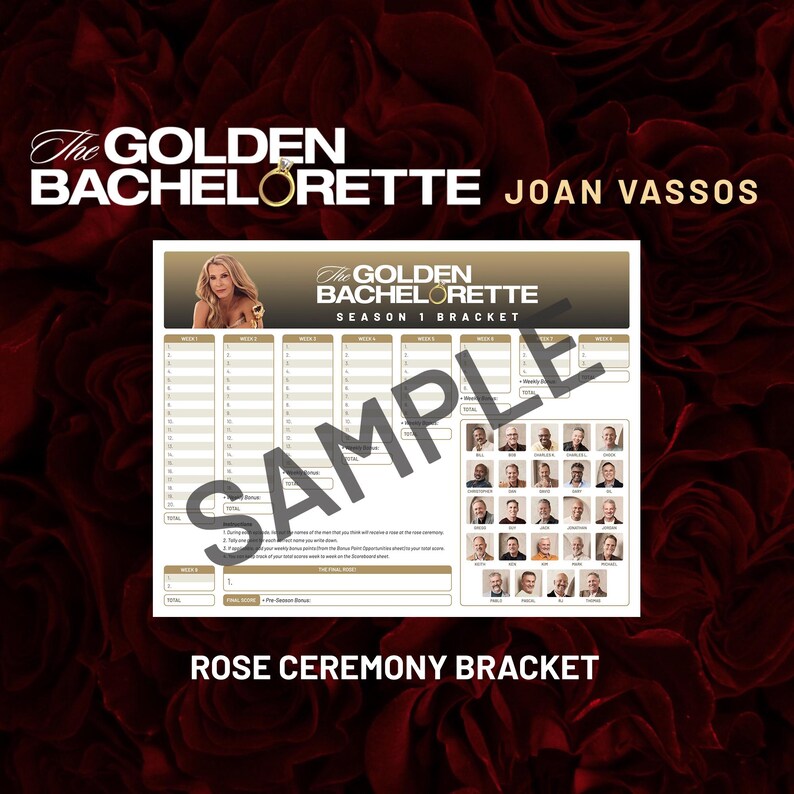 The Golden Bachelorette Bracket | Season 1 | Joan Vassos | Print-ready ...