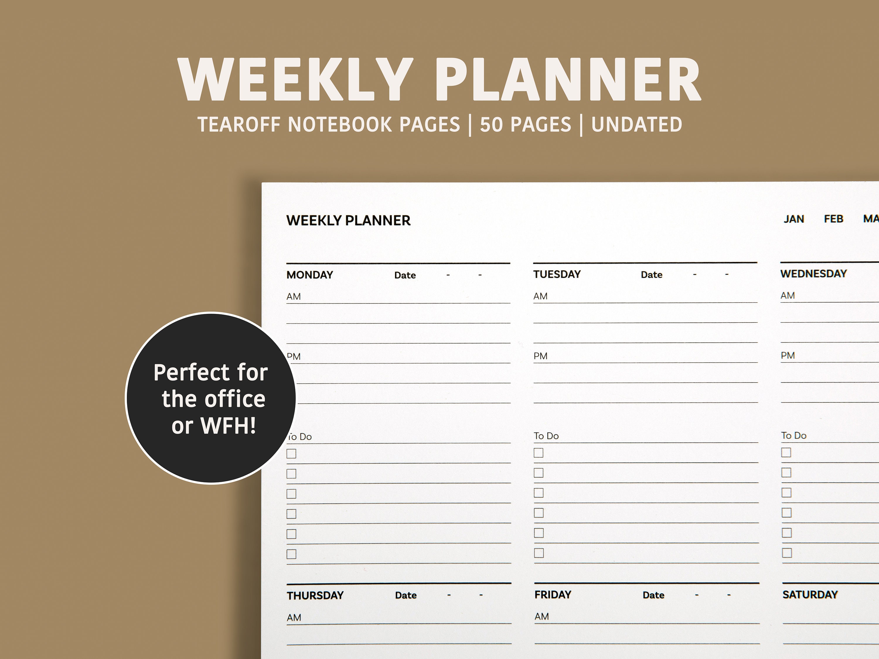 Weekly Planner, Tear off Notepad, Schedule, To-do List, 50 Sheet, 8 ...
