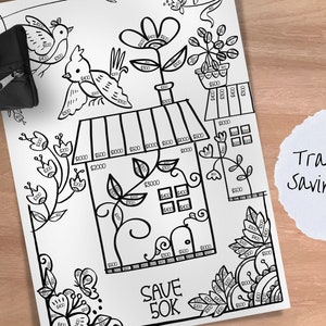 Save 50k While Colouring in a House Savings Tracking Chart | Printable ...