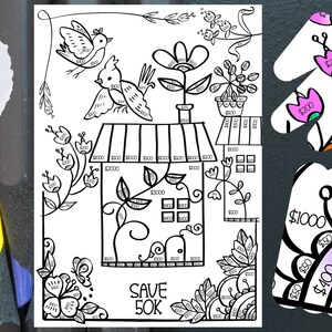 Save 50k While Colouring in a House Savings Tracking Chart | Printable ...