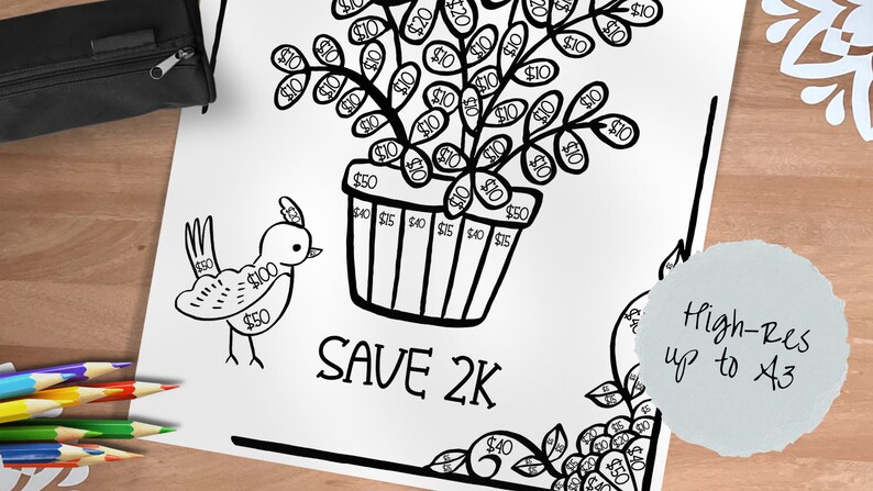 Save 2k While Colouring in Your Savings Tracking Chart | Printable ...