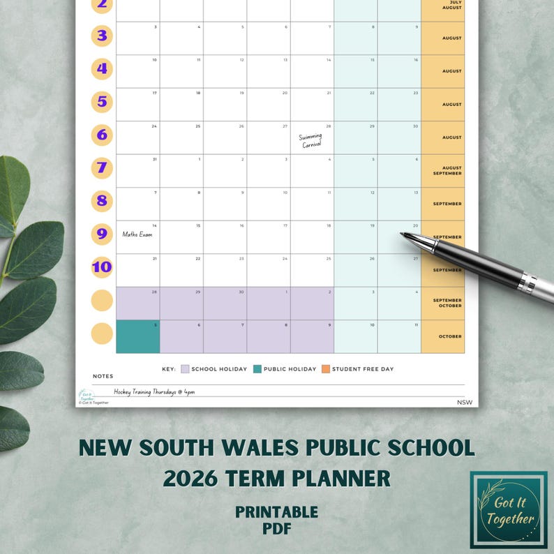 NSW 2026 School Term Planner Printable | New South Wales Public School ...