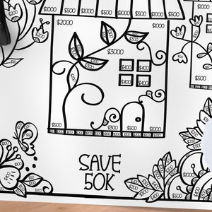 Save 50k While Colouring in a House Savings Tracking Chart | Printable ...